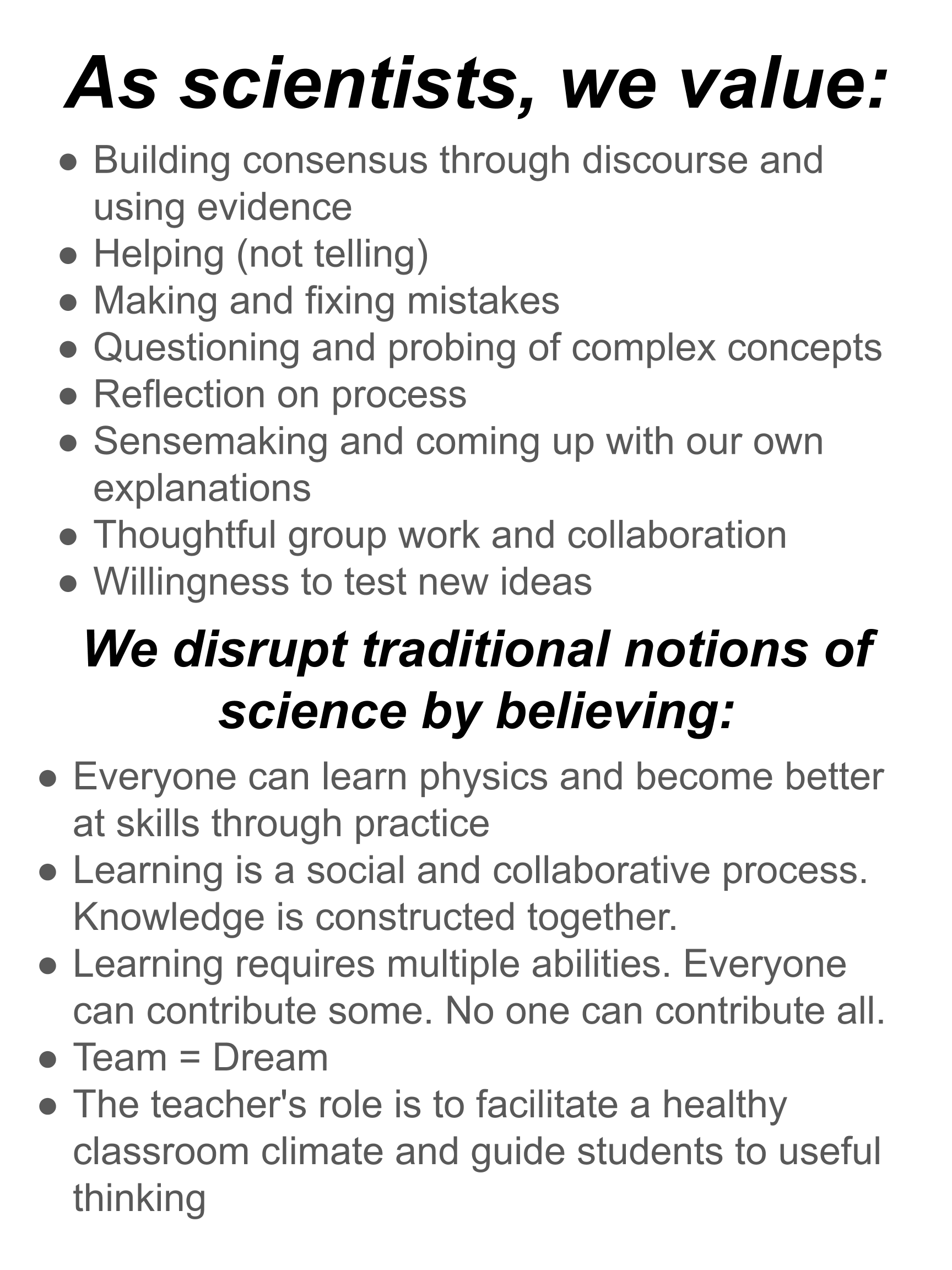 Values and Beliefs about Doing Science and Physics Class – Physics! Blog!